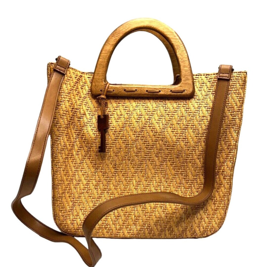 Fossil Wicker Weave Crossbody Wooden Handles Square Purse - Etsy