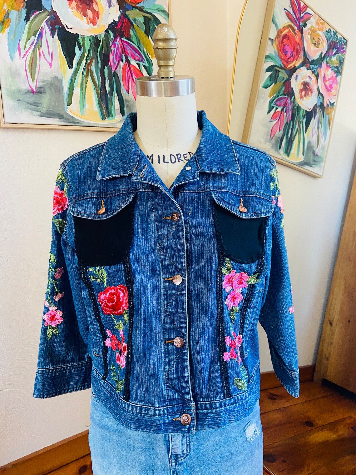 Jean Jacket wild Flower - Etsy