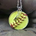 Real Softball Personalized Pendant Necklace, Initial Charm, Team Gift ...