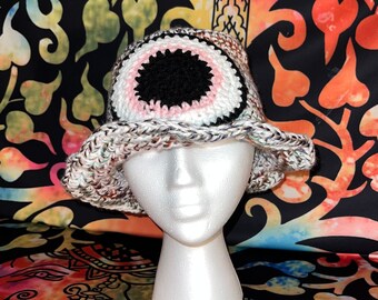 All-seeing Eye Bucket Hat Handmade Crochet Knit Granny Square Sun Hat ...