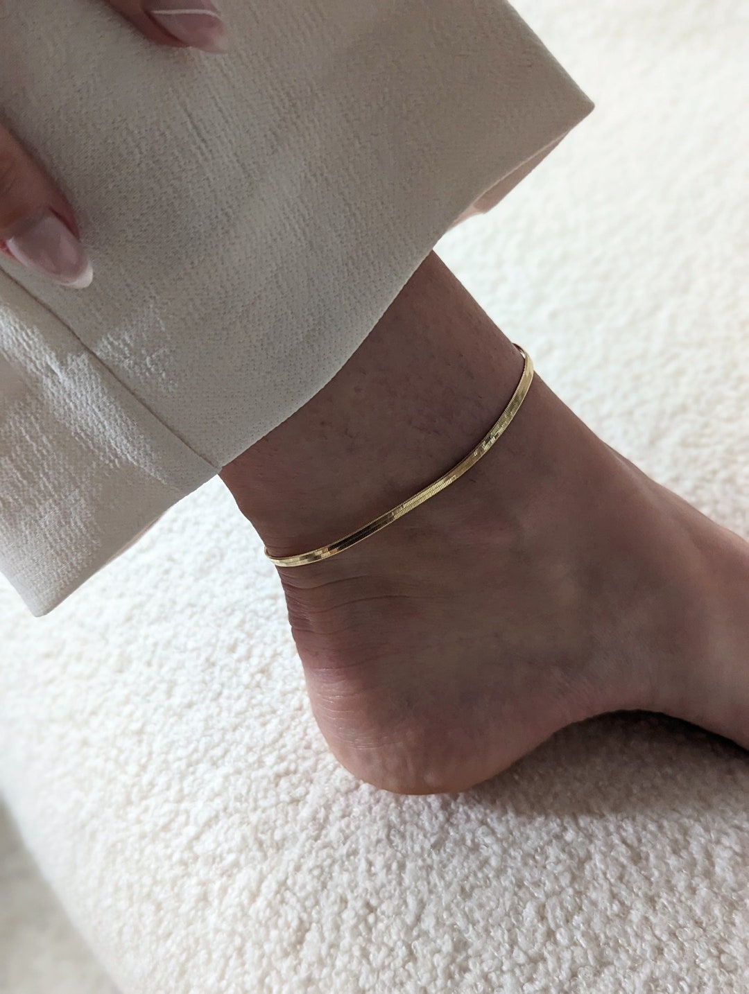 Herringbone Anklet Gold Filled Herringbone Anklet Snake Chain Anklet ...