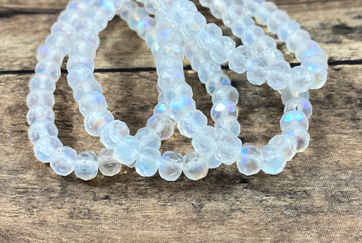 Matte Crystal With AB Finish 5x3mm Clear AB Faceted Rondelle - Etsy