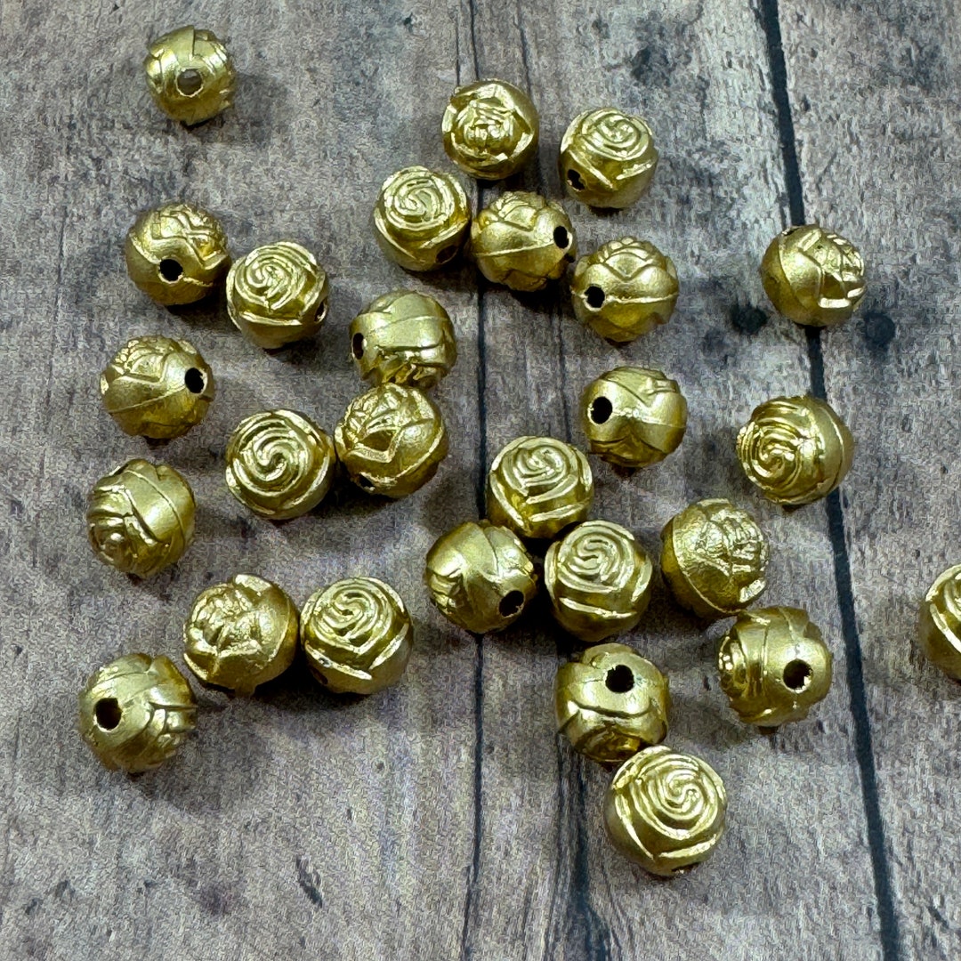 Opaque Gold Rose Acrylic Beads, Acrylic Small Flower Beads, Small ...