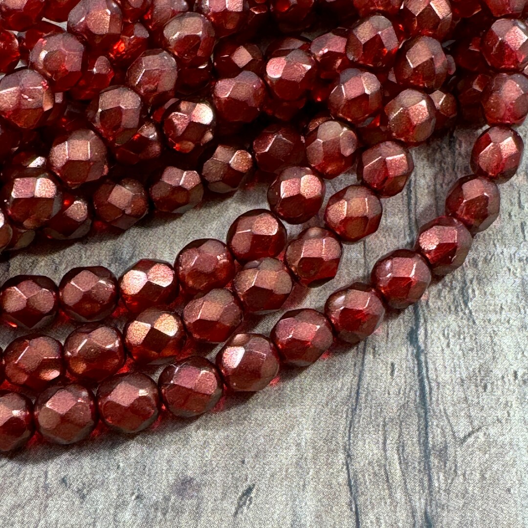 Transparent Red Faceted Round Beads, 6mm Cardinal Red Firepolish Beads ...