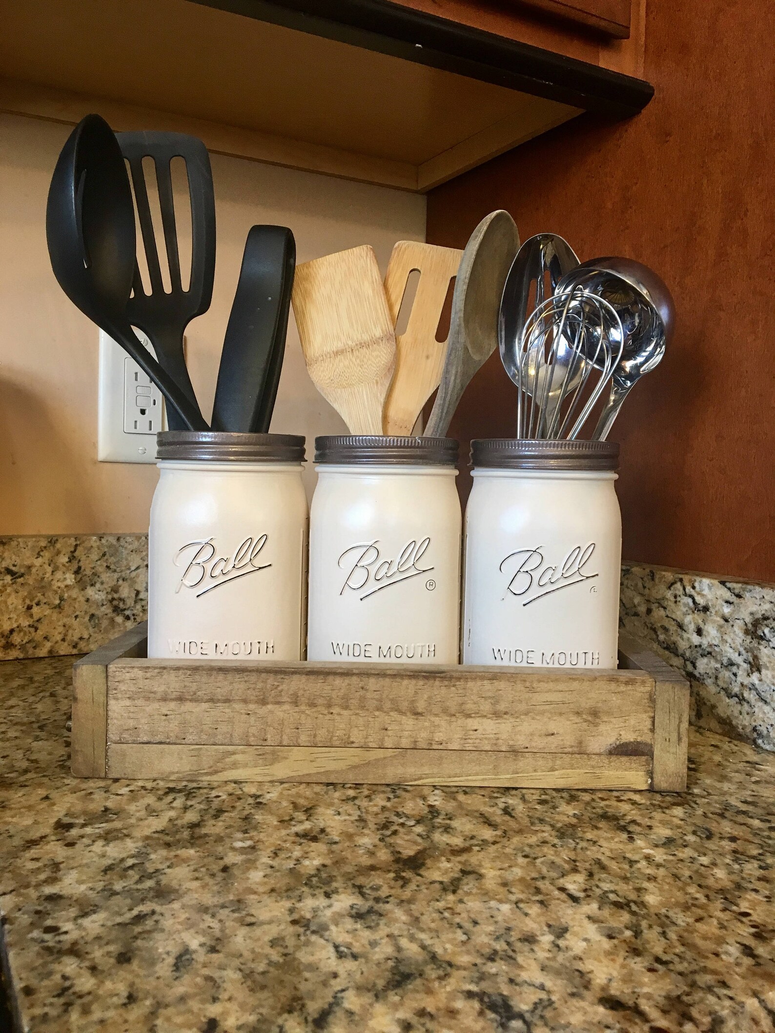 Mason jar utensil holder canister set mason jar soap | Etsy