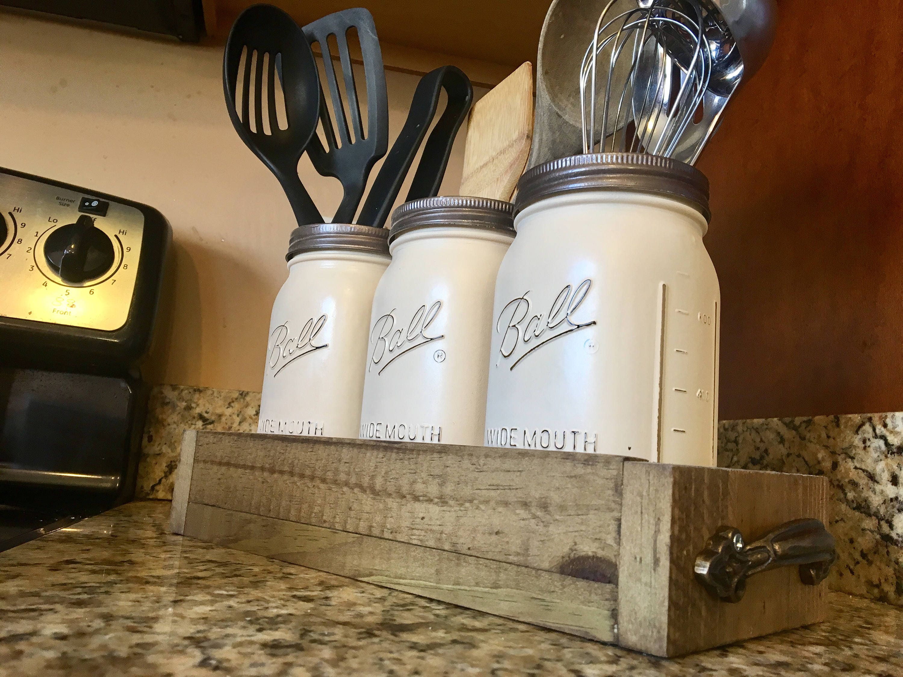 Mason jar utensil holder canister set mason jar soap | Etsy