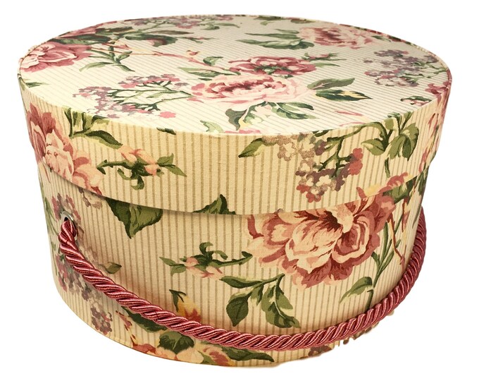 Floral Hat Box, Ready to Ship Round Box, French Cottage Decor, Fabric ...