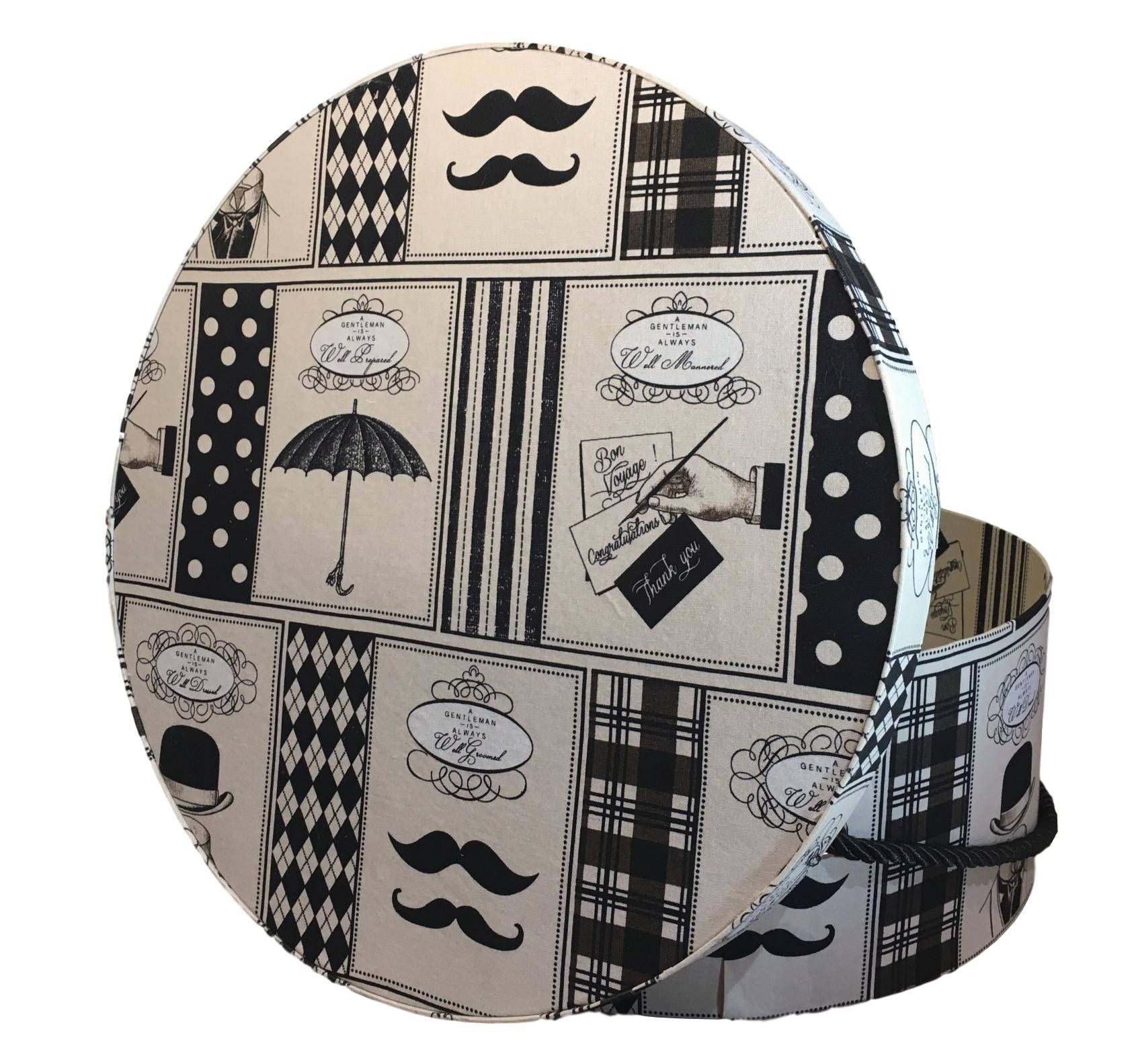 Men's 15” Hat Box in “A Gentleman Always...” Fabric