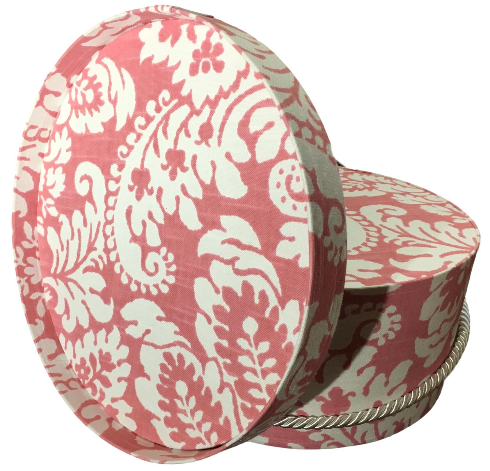 Hat Box Raspberry Floral Large Decorative Fabric Covered Hat Boxes