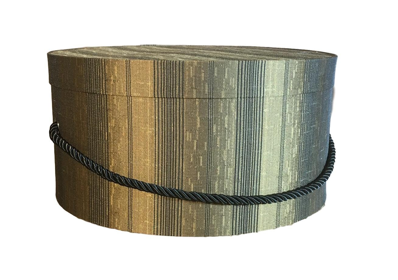Men's 15” Hat Box Tan and Black Stripe Fabric