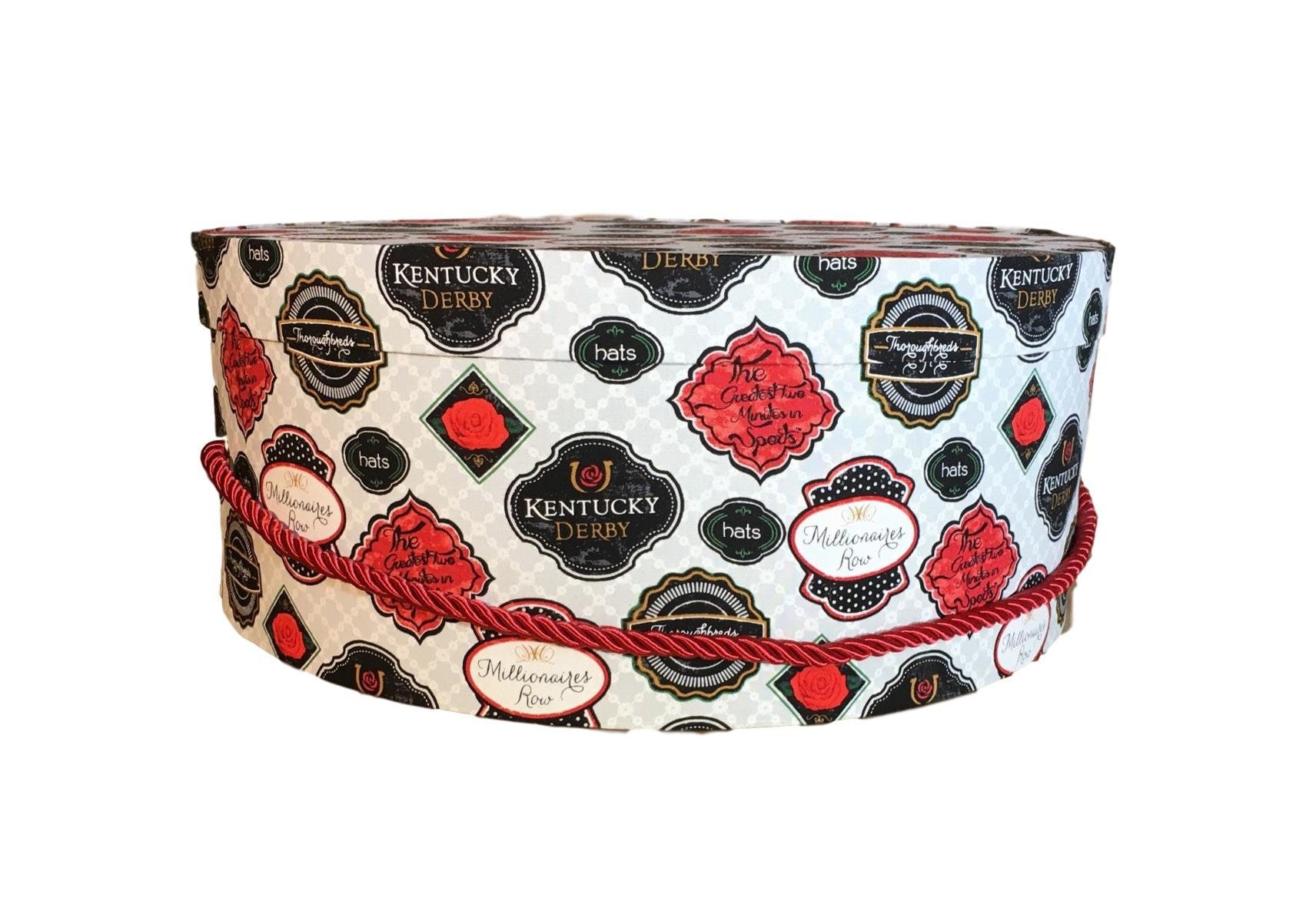 Large 16” Hat Box in Derby Medallion Fabric for Your Derby Hat