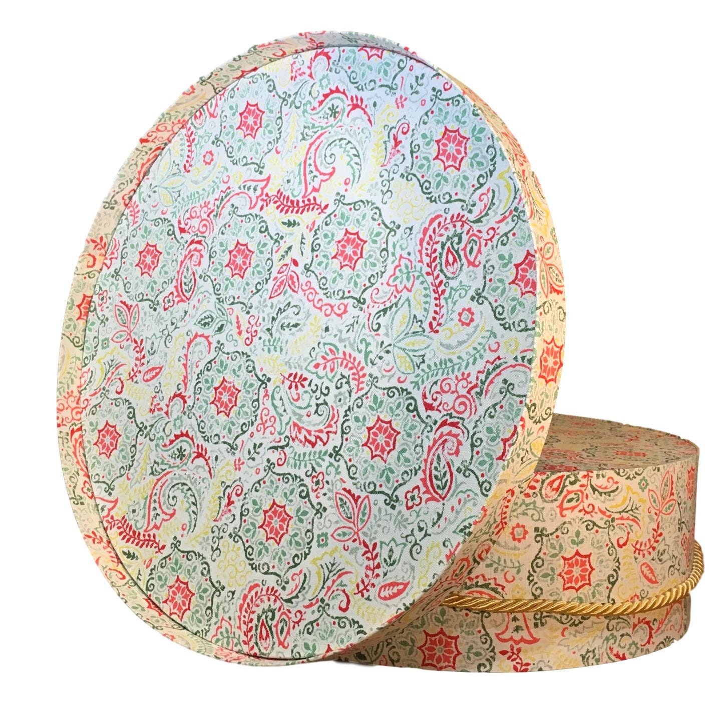 Extra Large 19” Hat Box in Colorful Fabric