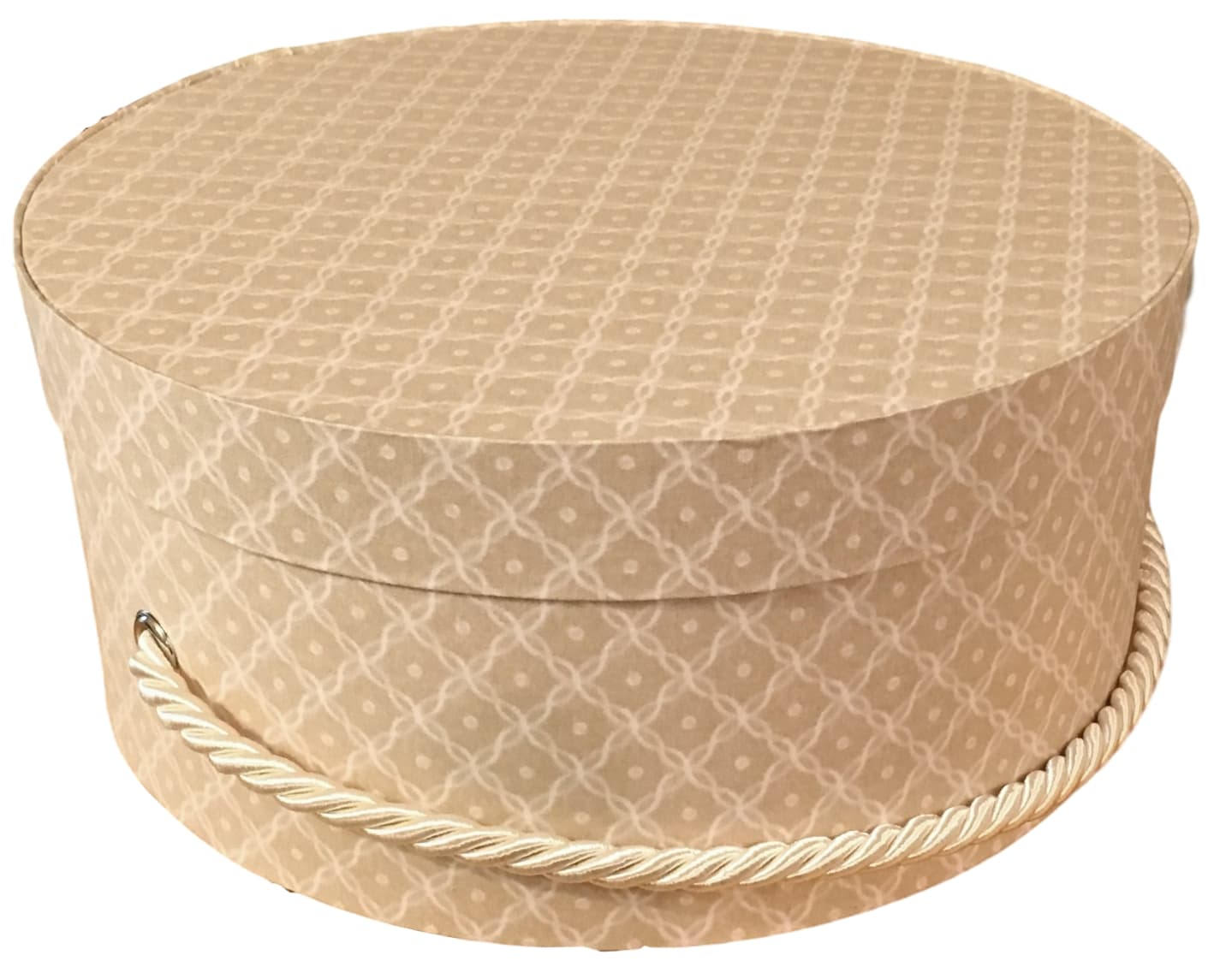 12” Hat Box in Neutral Tan and Cream, Ready to ship! Round Box, Cottage ...