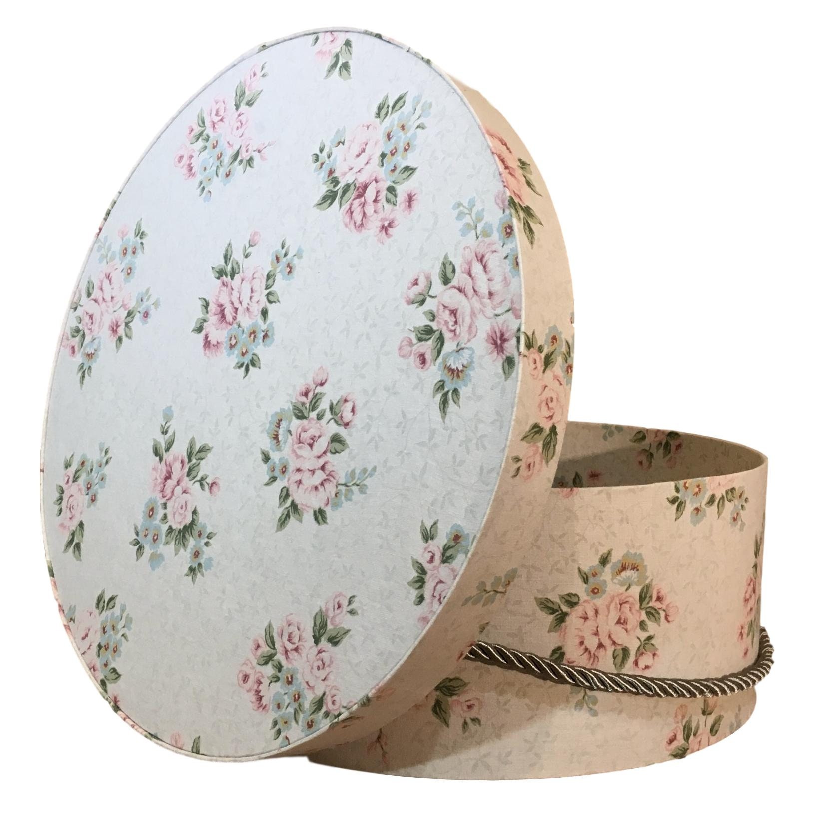 Large 15 Hat Box In Vintage Floral Fabric Decorative Fabric Covered
