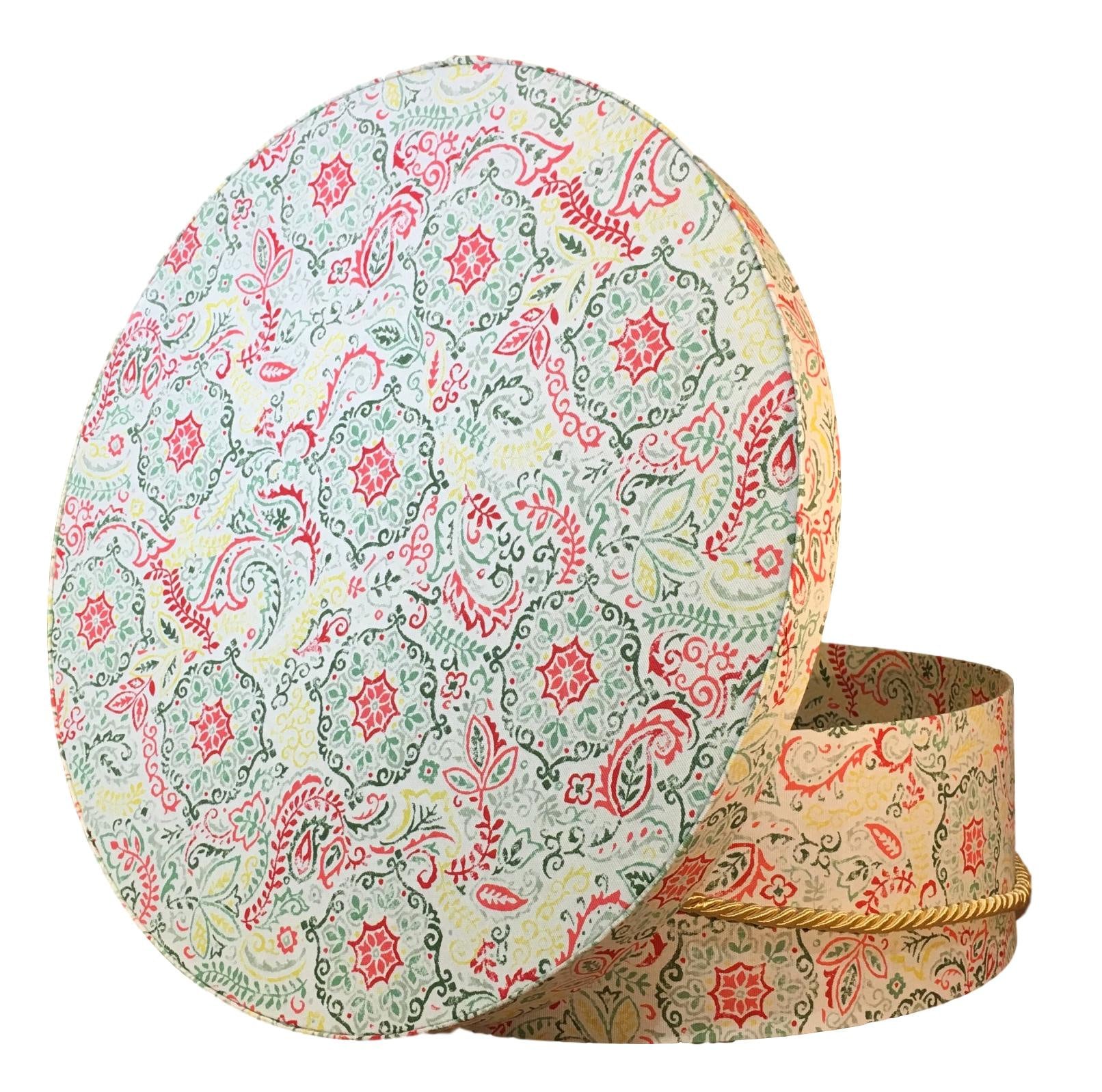 Extra Large 19” Hat Box in Colorful Fabric
