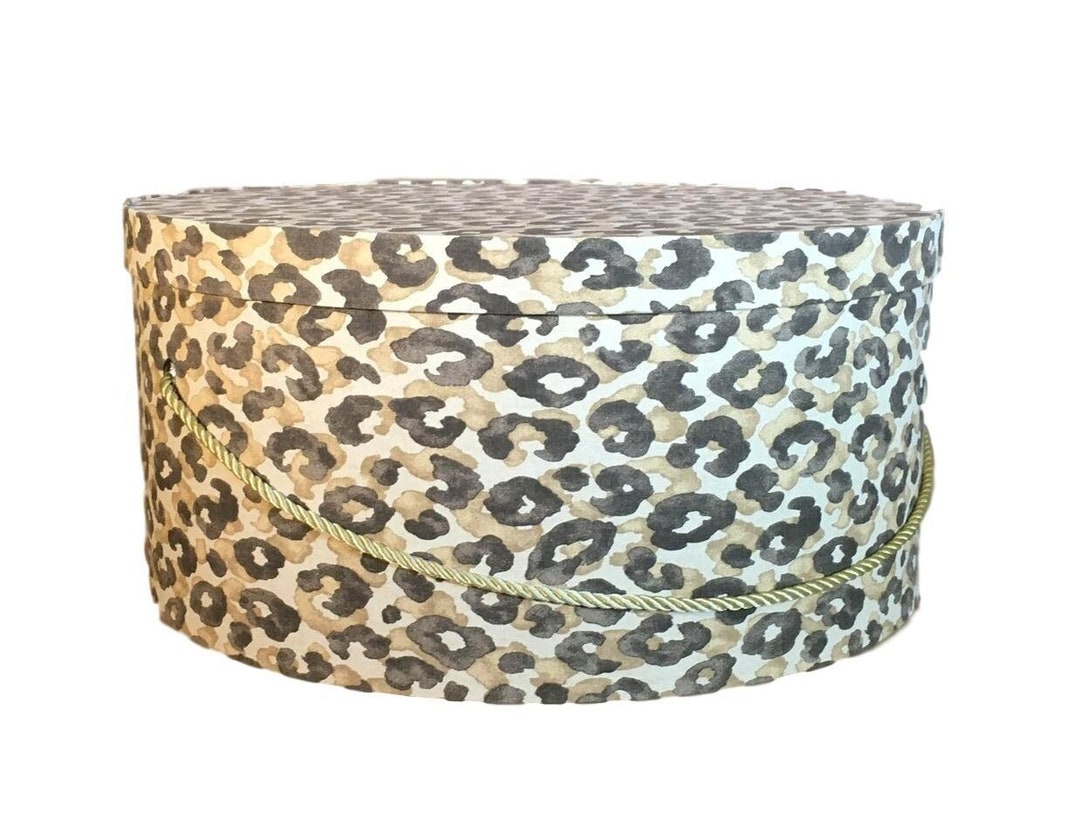 Extra Large 20”X10” Hat Box in Leopard Animal Print Fabric - Etsy