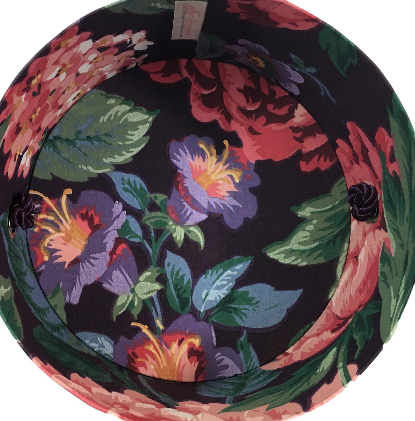 Small 10” Hat Box in Dark Purple Floral Fabric