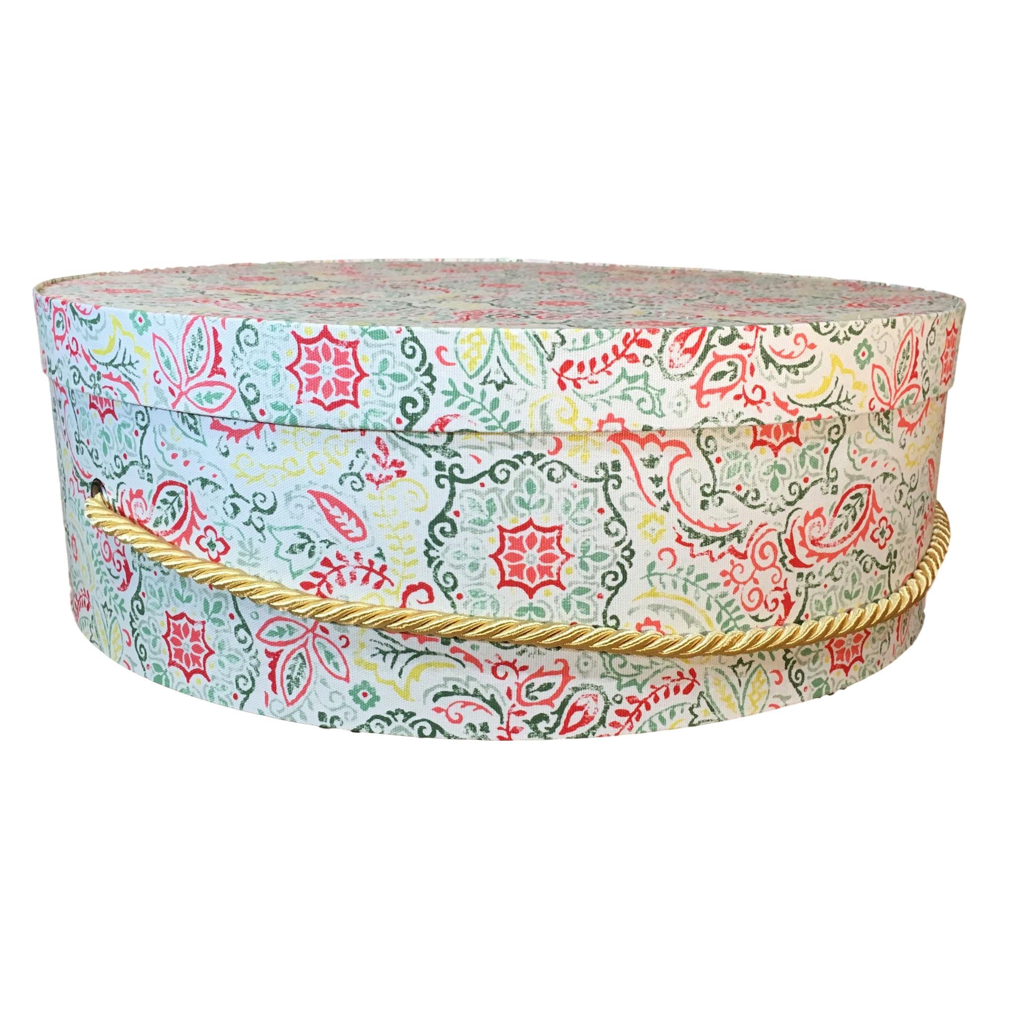 Extra Large 19” Hat Box in Colorful Fabric