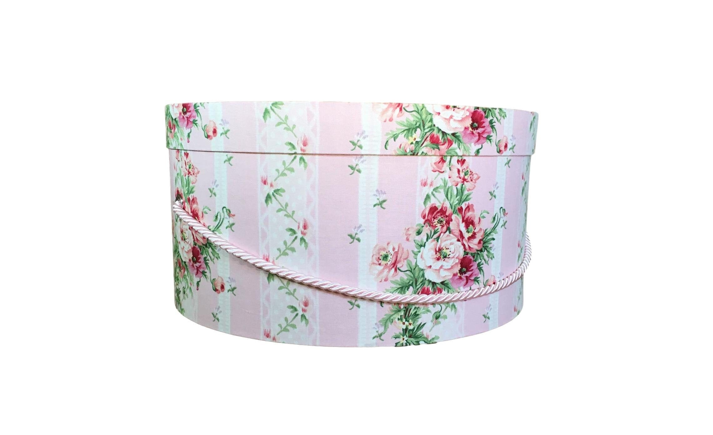 14” Hat Box in Sweet Pink Floral Fabric