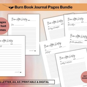 Burn Book Journal Pages Bundle, Printable Digital Download, Stress ...