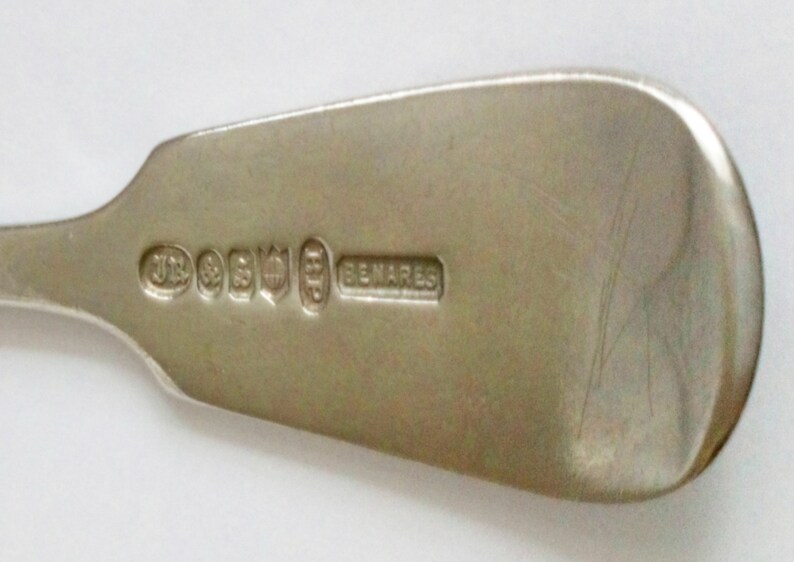 Antique J R & S Benares Silver Serving Spoon | Etsy UK