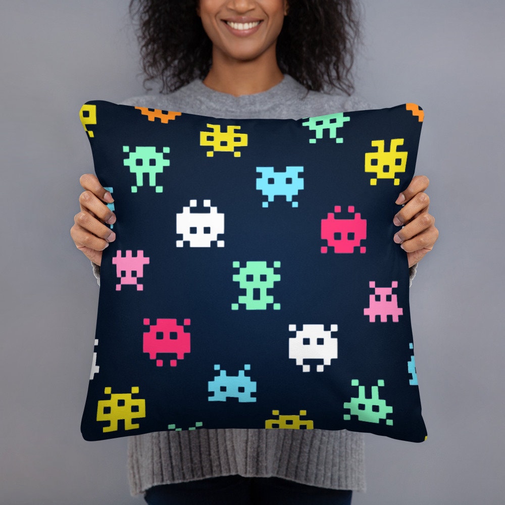 Retro Invaders Basic Pillow - Etsy