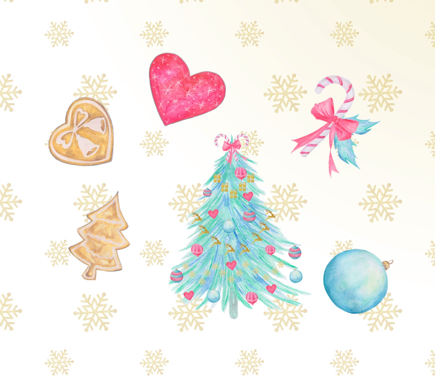 Christmas Clipart Watercolor Christmas Clip Art Pastel - Etsy