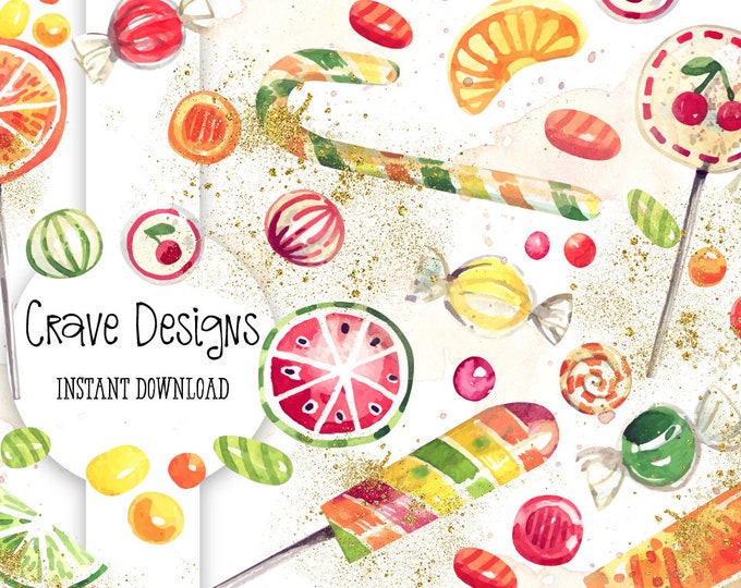 Watercolor Candy Clipart, Candy Bar, Sweets Clipart,party Clipart,kids ...
