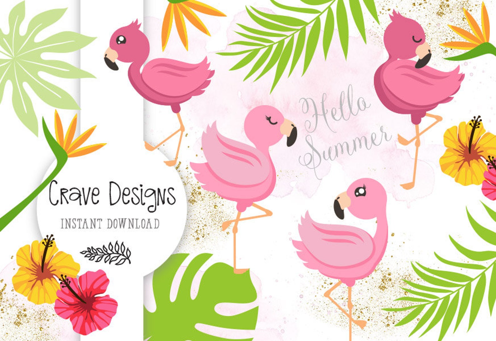 Flamingo Clipart Summer Clipart Kids Clipartparty Clipart - Etsy