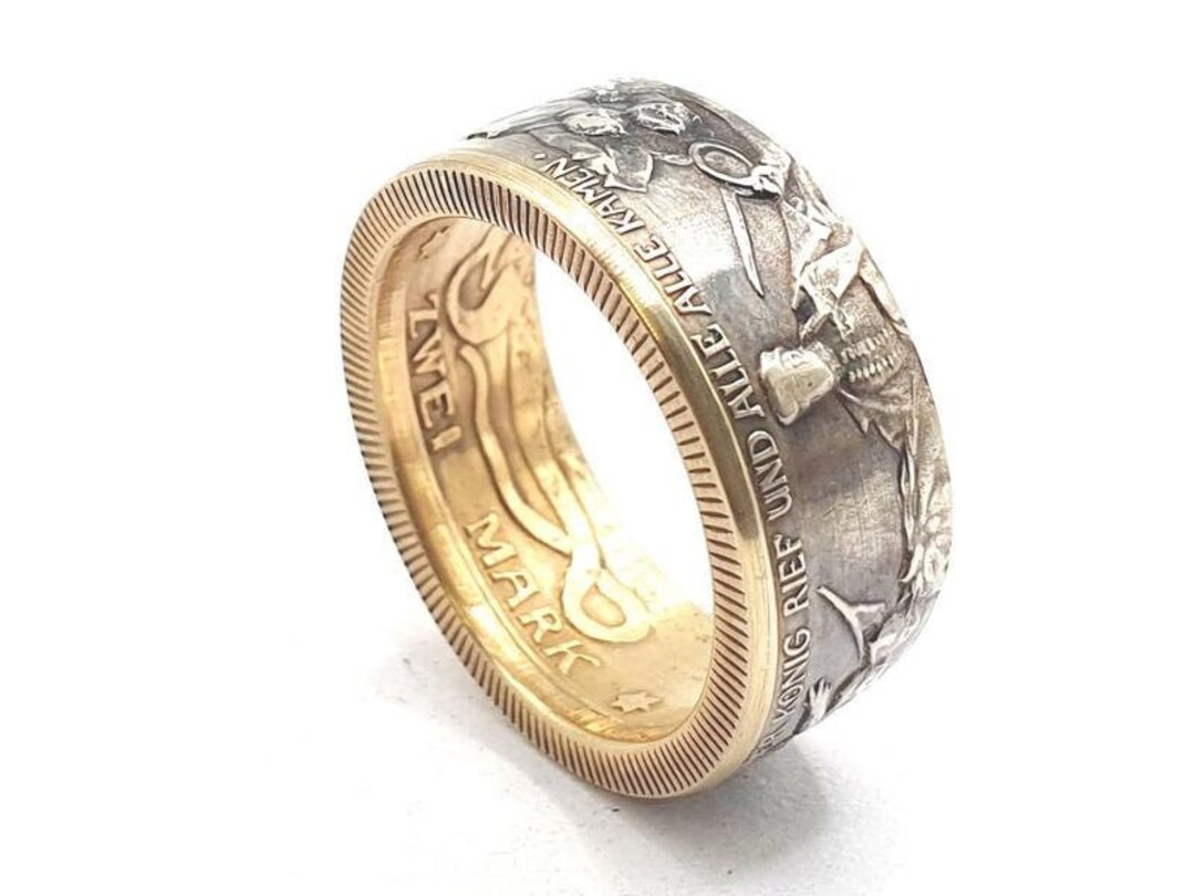 Coin Ring From Mark Kaiserreich 1913 Silver 900 Partially Gold-plated ...