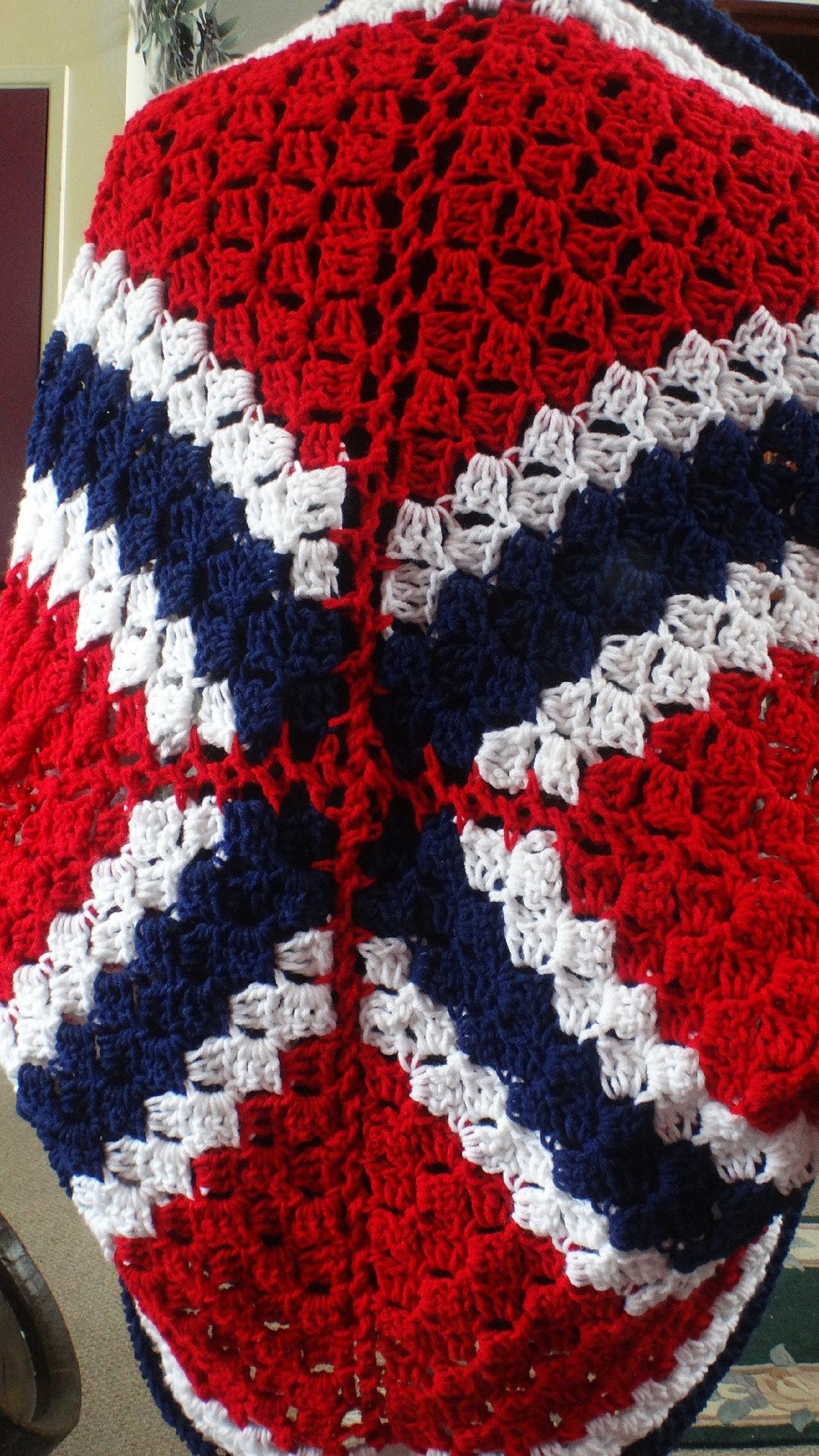 Handmade Red, White, and Blue C2C Cocoon Sweater M 1X - Etsy