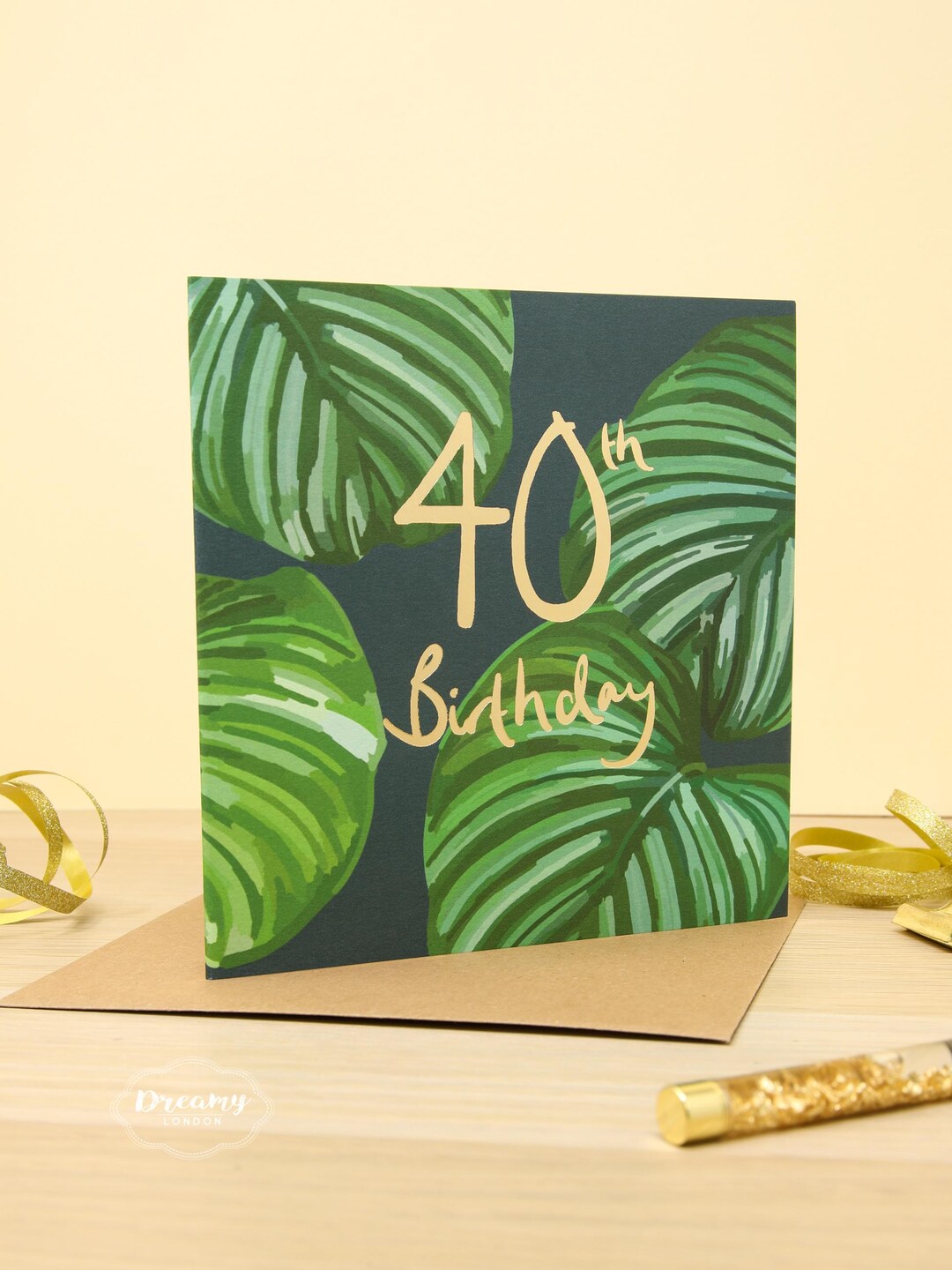 Gold Foil 40th Birthday Card - UK Birthday Card "40 Today" With Palm ...
