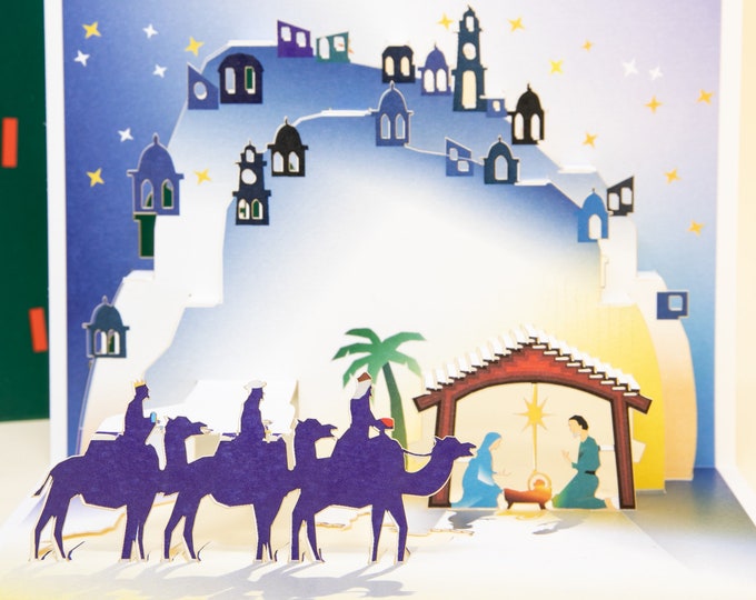 3D Pop-up Three Kings Christmas Card 2024 3D Laser Cut Nativity Card ...