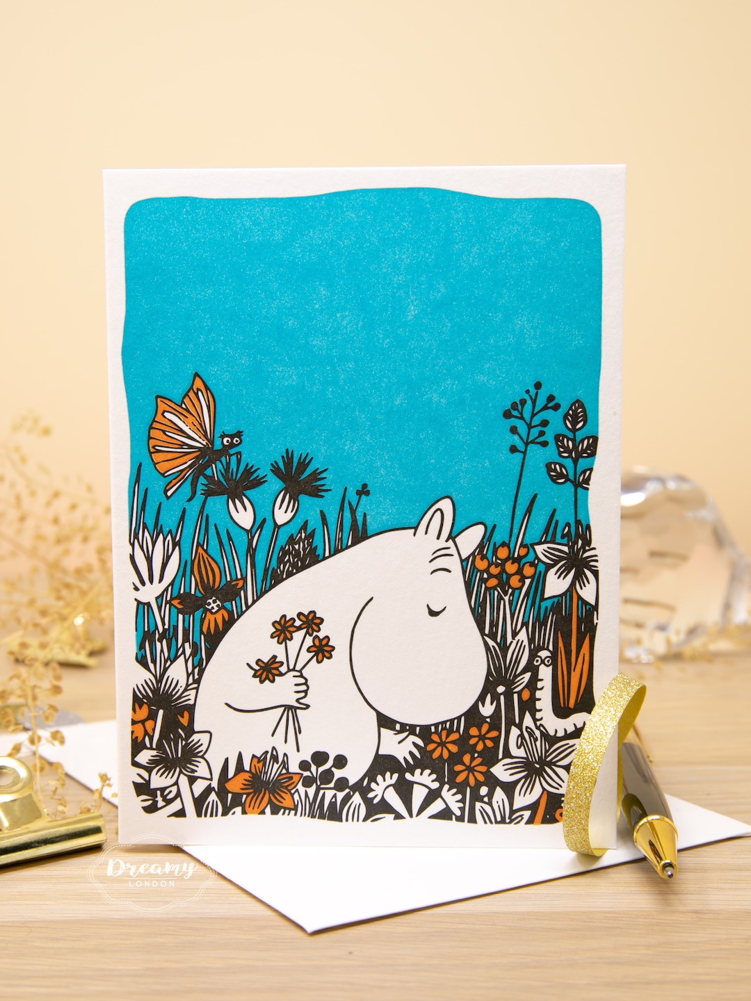 Moomin With Flowers Greeting Card - Floral Moomin Mothers Day Card for ...