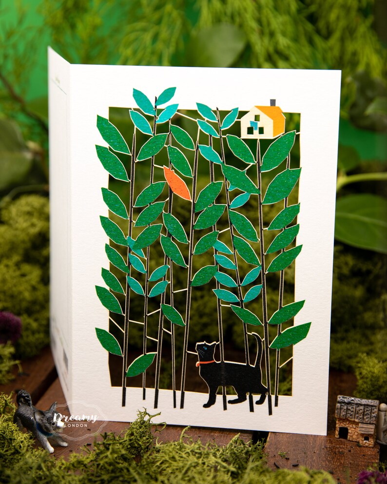 Laser Cut Black Cat Greetings Card - Cat Birthday Card - Cat Dad ...
