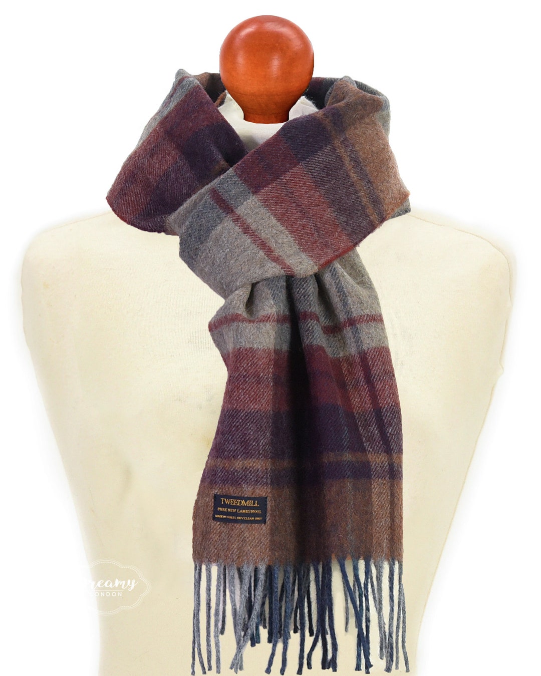 Purple Country Check Tartan Wool Scarf - Scottish Tartan Style Winter ...