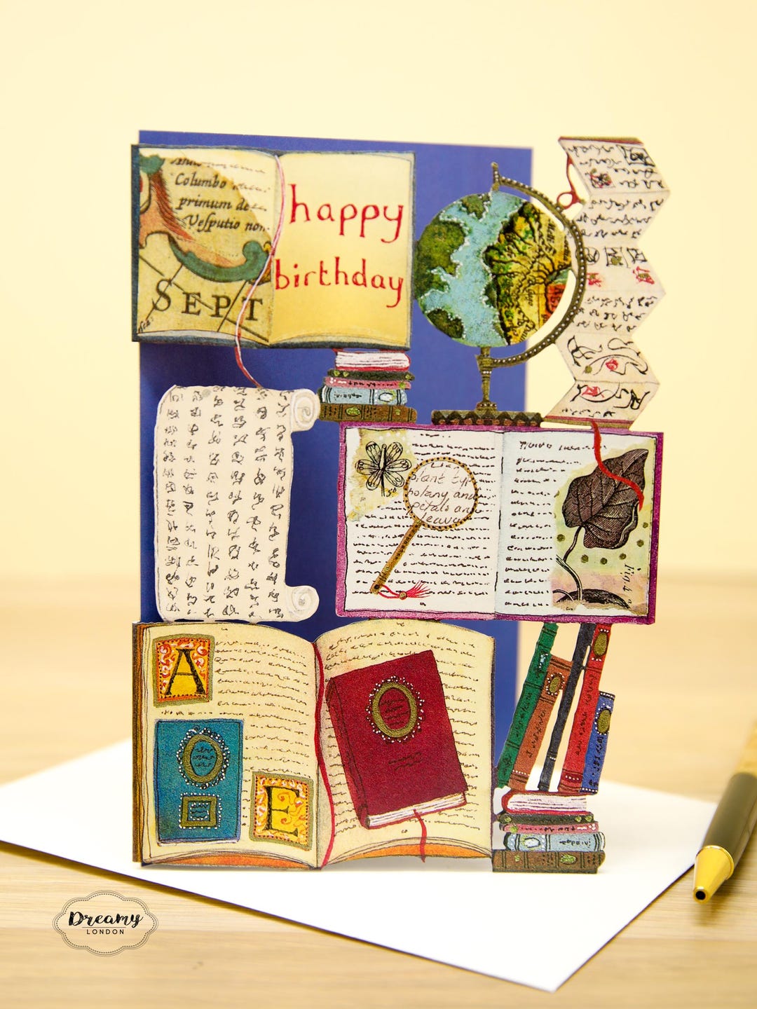 Book Journal Globe Laser Cut Card – Adventure Birthday Card for Travel ...