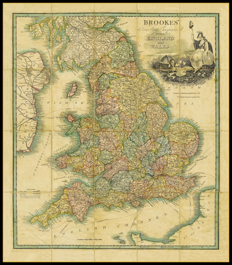 Brookes Map of England & Wales 1820 Reproduction Hand-laid - Etsy UK