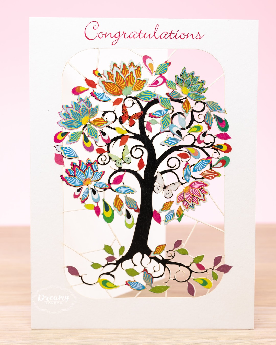 Laser Cut Tree of Life Congratulations Card for Women - Floral ...