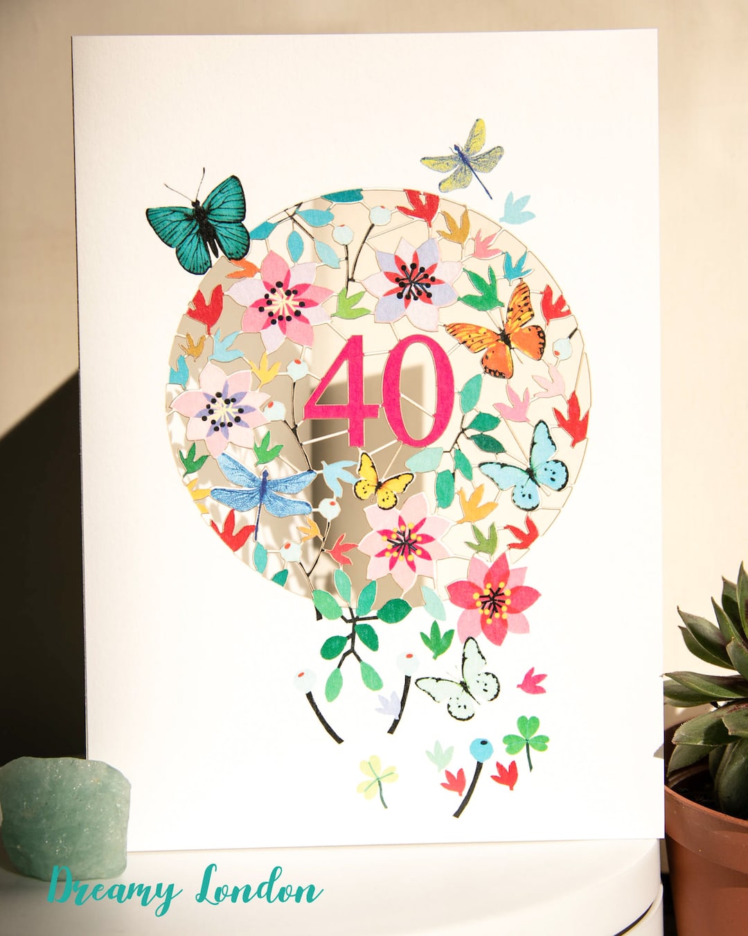 Laser Cut Butterflies 40th Birthday Card Floral 40th - Etsy UK