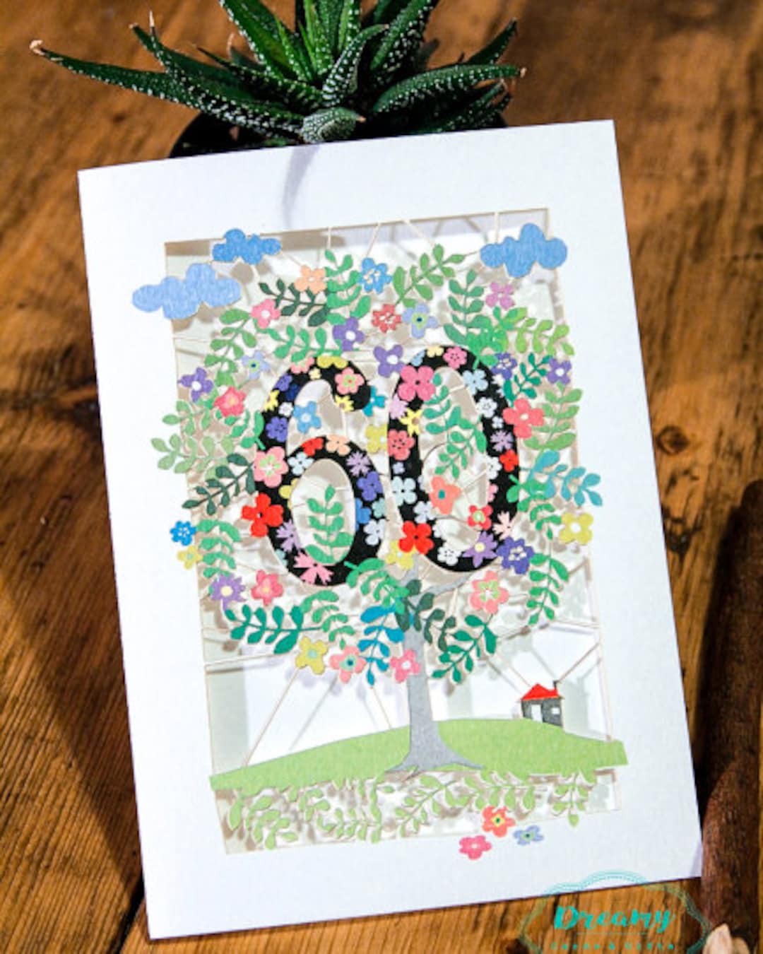 Laser Cut Tree of Life 60th Birthday Card - Paper Cut Art Gold 60 ...