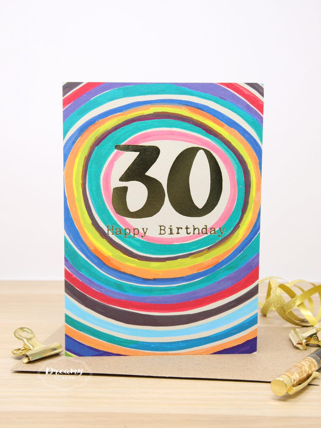 30th Rainbow Birthday Card Made in UK - Colourful Art Design - 30th ...