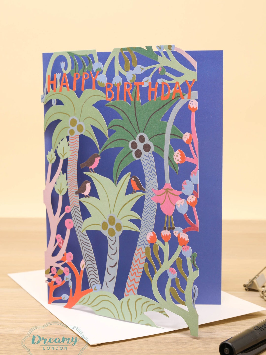 Laser Cut Palm Tree Birthday Card for Beach Lovers - Paper Cut Art ...