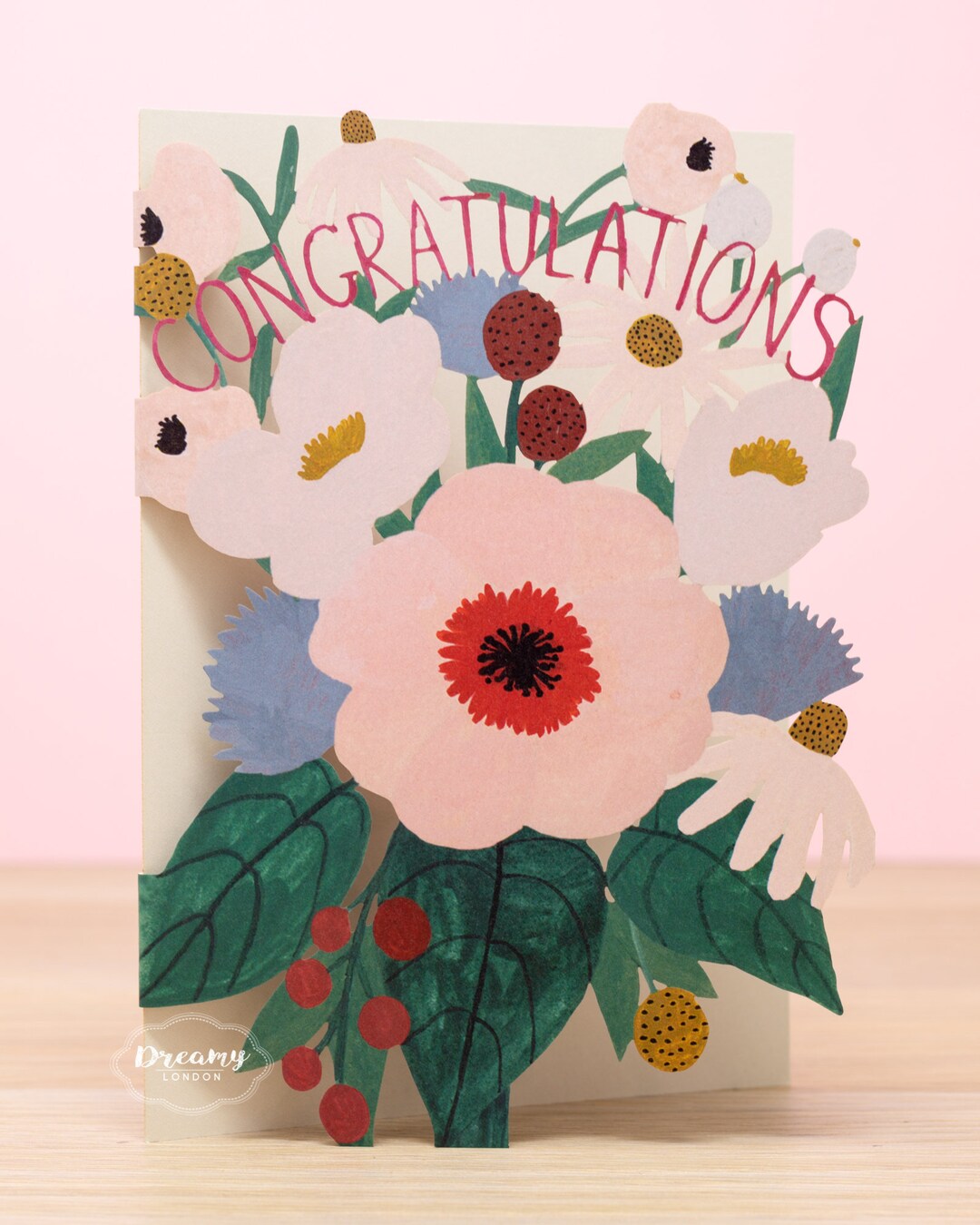 Laser Cut Poppies Congratulations Card for Women - Floral ...