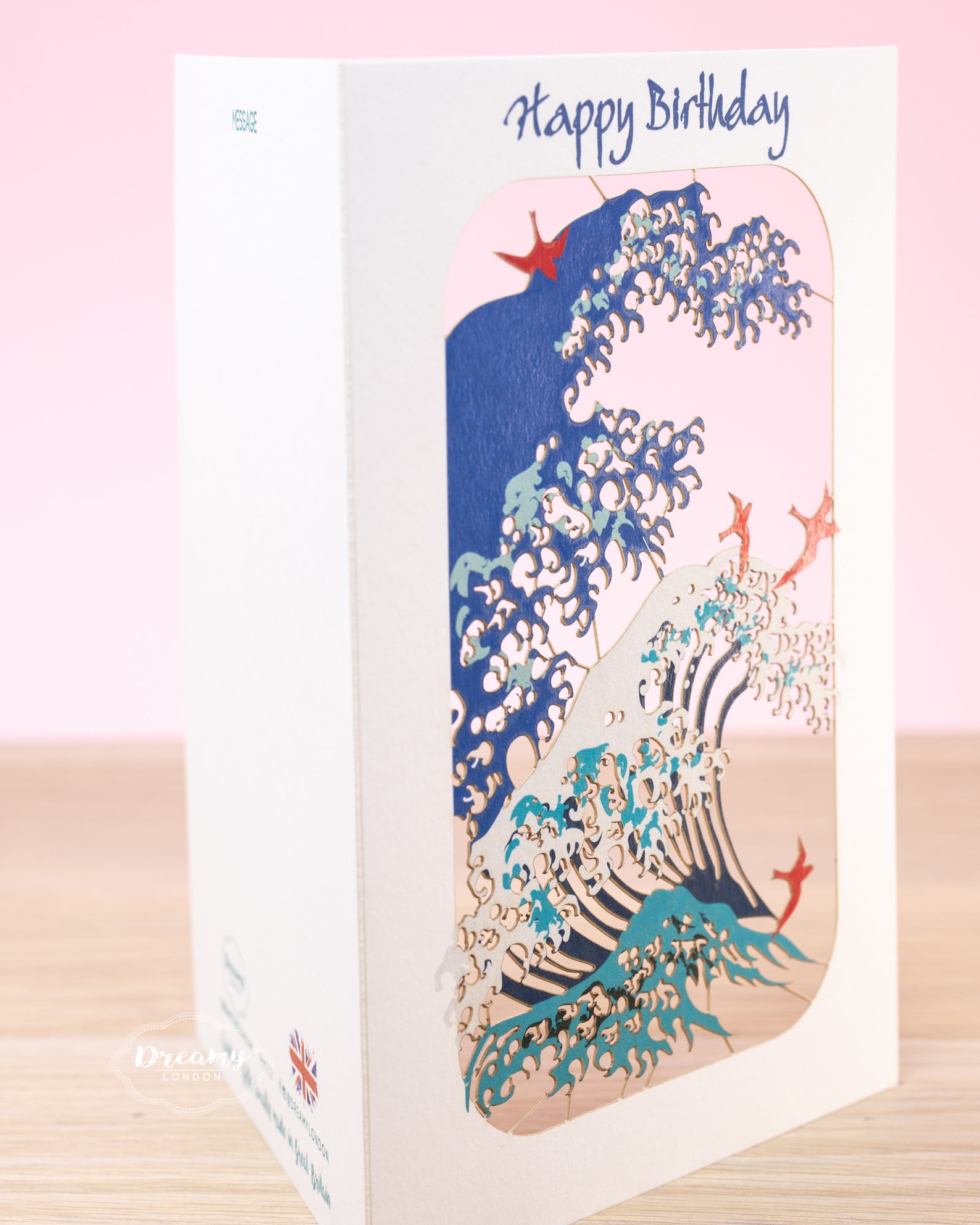 The Great Wave off Kanagawa Laser Cut Birthday Card - Hokusai Japanese ...