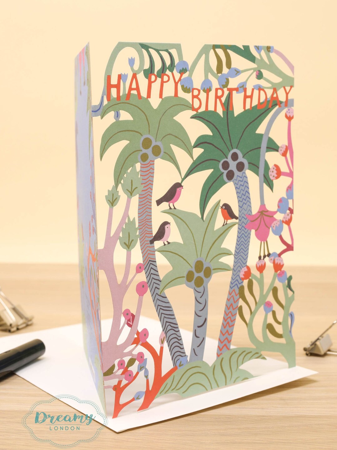 Laser Cut Palm Tree Birthday Card for Beach Lovers - Paper Cut Art ...