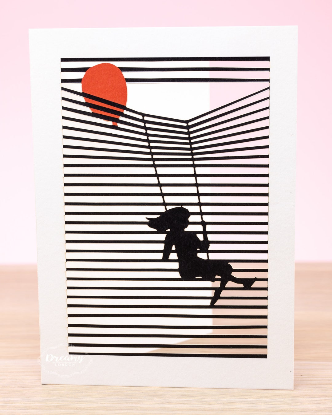 Girl on Swing Laser Cut Blank Card, Balloon & Girl on Swing Greeing ...