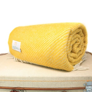 Mustard Yellow Wool Blanket - 100% Wool Thick Chunky Blanket - Woven ...