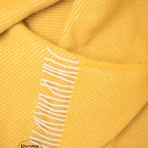Mustard Yellow Wool Blanket - 100% Wool Thick Chunky Blanket - Woven ...