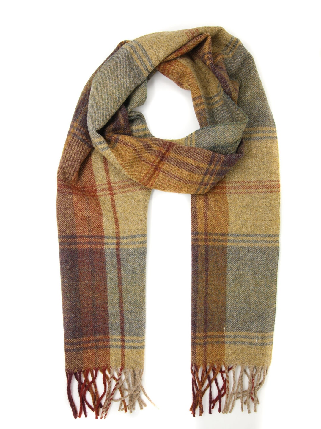 Country Check Tartan Wool Scarf Yellow Scarf - Scottish Tartan Inspired ...